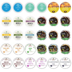 tea pods variety pack, assorted green tea, black tea, white tea, & herbal tea , single serve tea pods for keurig k cups machines, 30 count