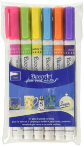 decoart paint marker 1mm set brights 6pc glass paintmarkersetbrights6pc