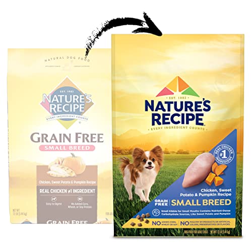 Nature’s Recipe Grain Free Small Breed Chicken, Sweet Potato & Pumpkin Recipe Dry Dog Food, 12 lb. Bag