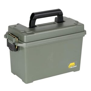 plano field ammo box, od green, lockable ammunition storage box with heavy-duty carry handle, medium plastic ammo storage, water-resistant protection, holds 6-8 boxes of ammo