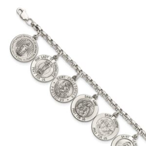 fjc finejewelers sterling silver 12 saints bracelet