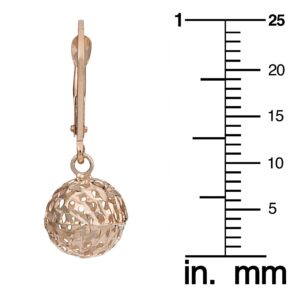 10k Rose Gold Diamond-Cut Pierced Ball Leverback Earrings