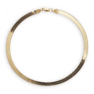 floreo 10k yellow gold 5mm super flexible silky herringbone chain bracelet, 7"