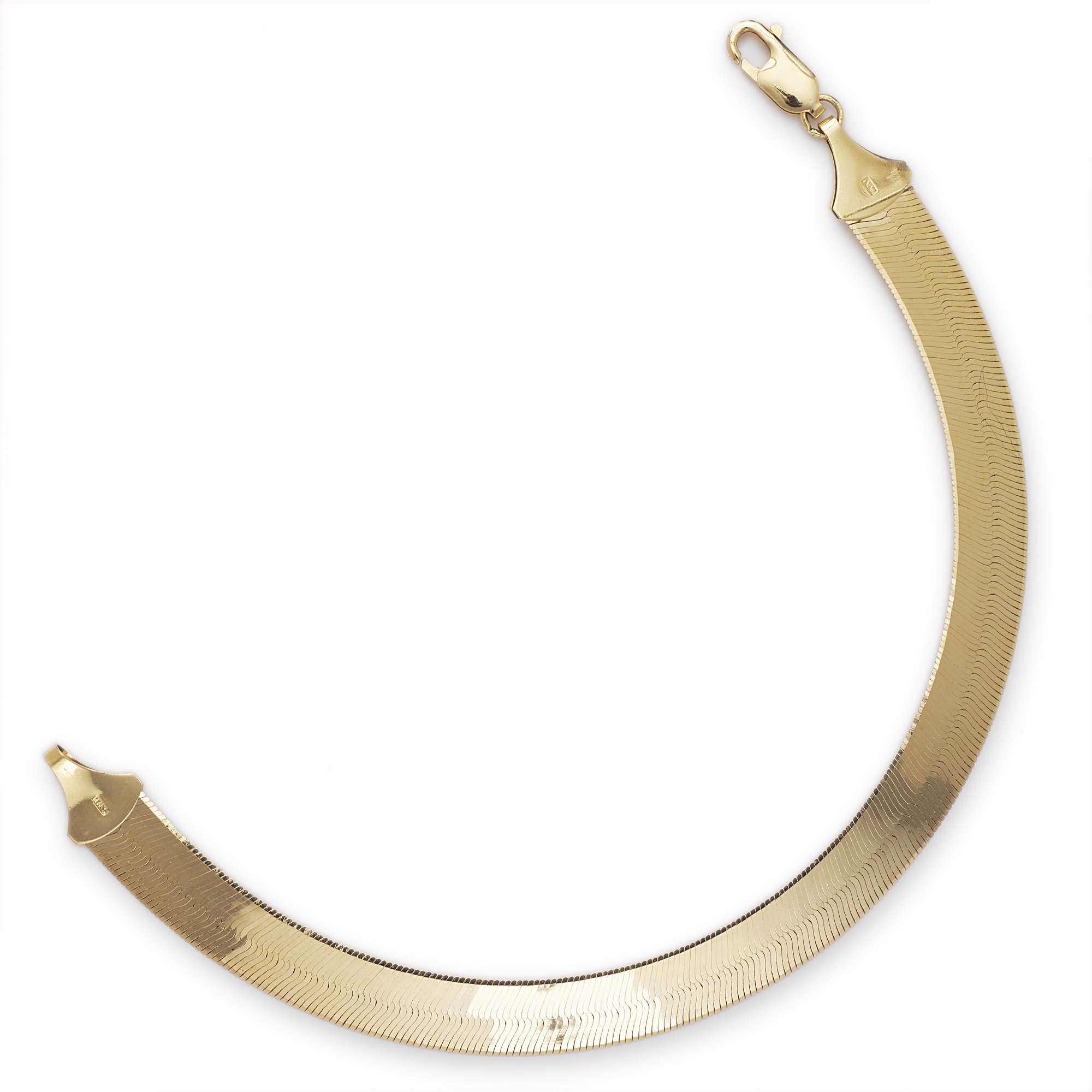 Floreo 10k Yellow Gold 7mm Super Flexible Silky Herringbone Chain Bracelet, 8"