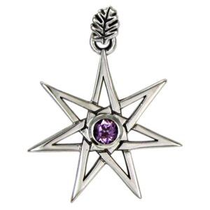 moonlight mysteries sterling silver fairy star pendant - faerie star septagram jewelry with amethyst gemstone