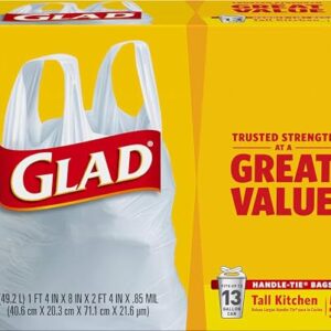 Glad 13 Gal. Tall Kitchen Handle-Tie Bags 50 ct (Pack of 4)