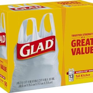 Glad 13 Gal. Tall Kitchen Handle-Tie Bags 50 ct (Pack of 4)