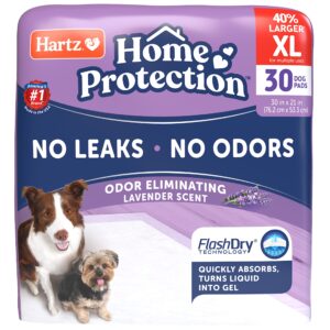 hartz home protection lavender scented dog pads, xl 30 count, super absorbent & won't leak, odor eliminating