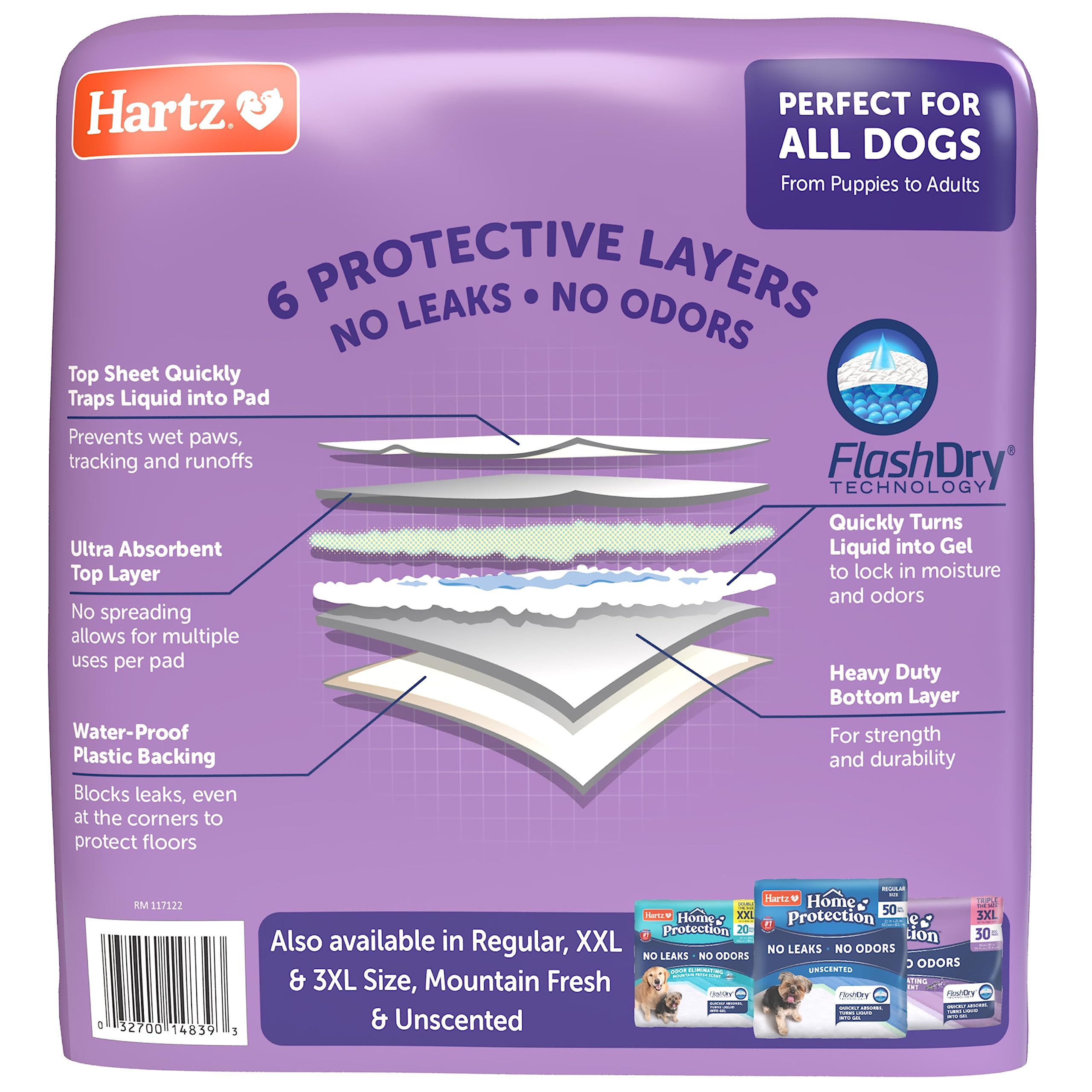 Hartz Home Protection Lavender Scented Dog Pads, XL 30 count, Super Absorbent & Won't Leak, Odor Eliminating