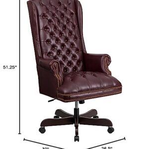 Flash Furniture High Back Traditional Fully Tufted Brown LeatherSoft Executive Swivel Ergonomic Office Chair with Arms