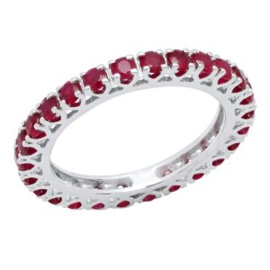 dazzlingrock collection 1.80 carat (ctw) 10k round ruby ladies eternity wedding stackable band 1 3/4 ct, white gold, size 7