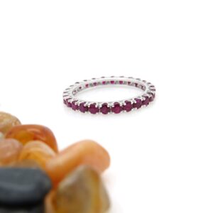 Dazzlingrock Collection 1.80 Carat (ctw) 10K Round Ruby Ladies Eternity Wedding Stackable Band 1 3/4 CT, White Gold, Size 7