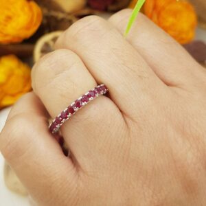 Dazzlingrock Collection 1.80 Carat (ctw) 10K Round Ruby Ladies Eternity Wedding Stackable Band 1 3/4 CT, White Gold, Size 7