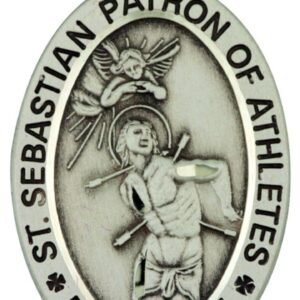 Sterling Silver Saint Sebastian Male Weight Lifting Sports Athlete Medal, 1 1/16 Inch