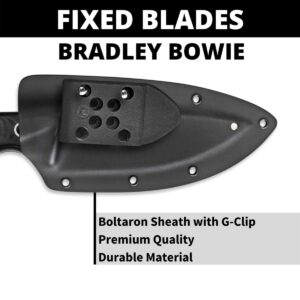 Spyderco Bradley Bowie Fixed Blade Knife - Black G-10 Handle with PlainEdge, Full-Flat Grind, PSF27 Steel Blade - Includes Boltaron Sheath - FB33GP