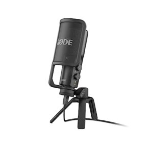 rØde nt-usb versatile studio-quality condenser usb microphone with pop filter and tripod for streaming, gaming, podcasting, music production, vocal and instrument recording