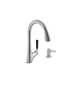 kohler k-r562-sd-vs malleco pull-down kitchen sink faucet with soap/lotion dispenser, vibrant stainless