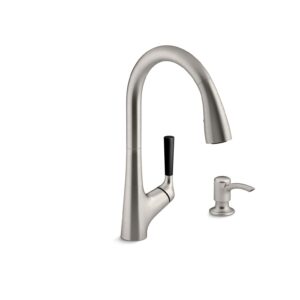 Kohler K-R562-SD-VS Malleco Pull-down Kitchen Sink Faucet with Soap/Lotion Dispenser, Vibrant Stainless