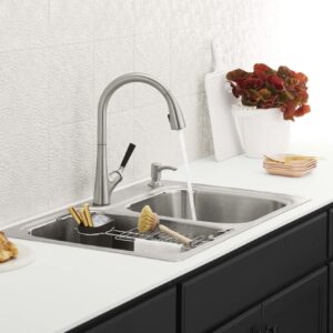 Kohler K-R562-SD-VS Malleco Pull-down Kitchen Sink Faucet with Soap/Lotion Dispenser, Vibrant Stainless