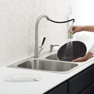 Kohler K-R562-SD-VS Malleco Pull-down Kitchen Sink Faucet with Soap/Lotion Dispenser, Vibrant Stainless