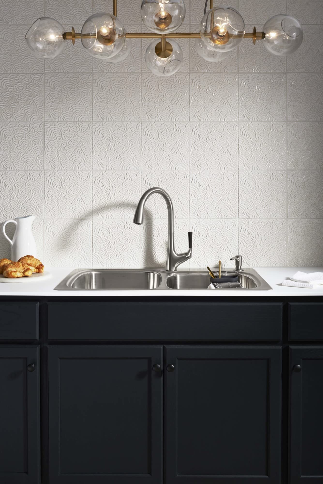 Kohler K-R562-SD-VS Malleco Pull-down Kitchen Sink Faucet with Soap/Lotion Dispenser, Vibrant Stainless