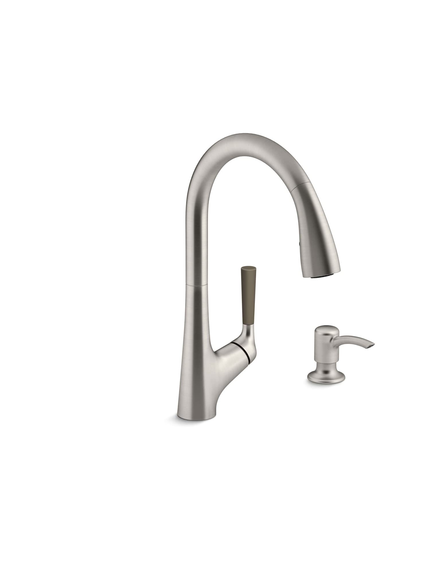 Kohler K-R562-SD-VS Malleco Pull-down Kitchen Sink Faucet with Soap/Lotion Dispenser, Vibrant Stainless