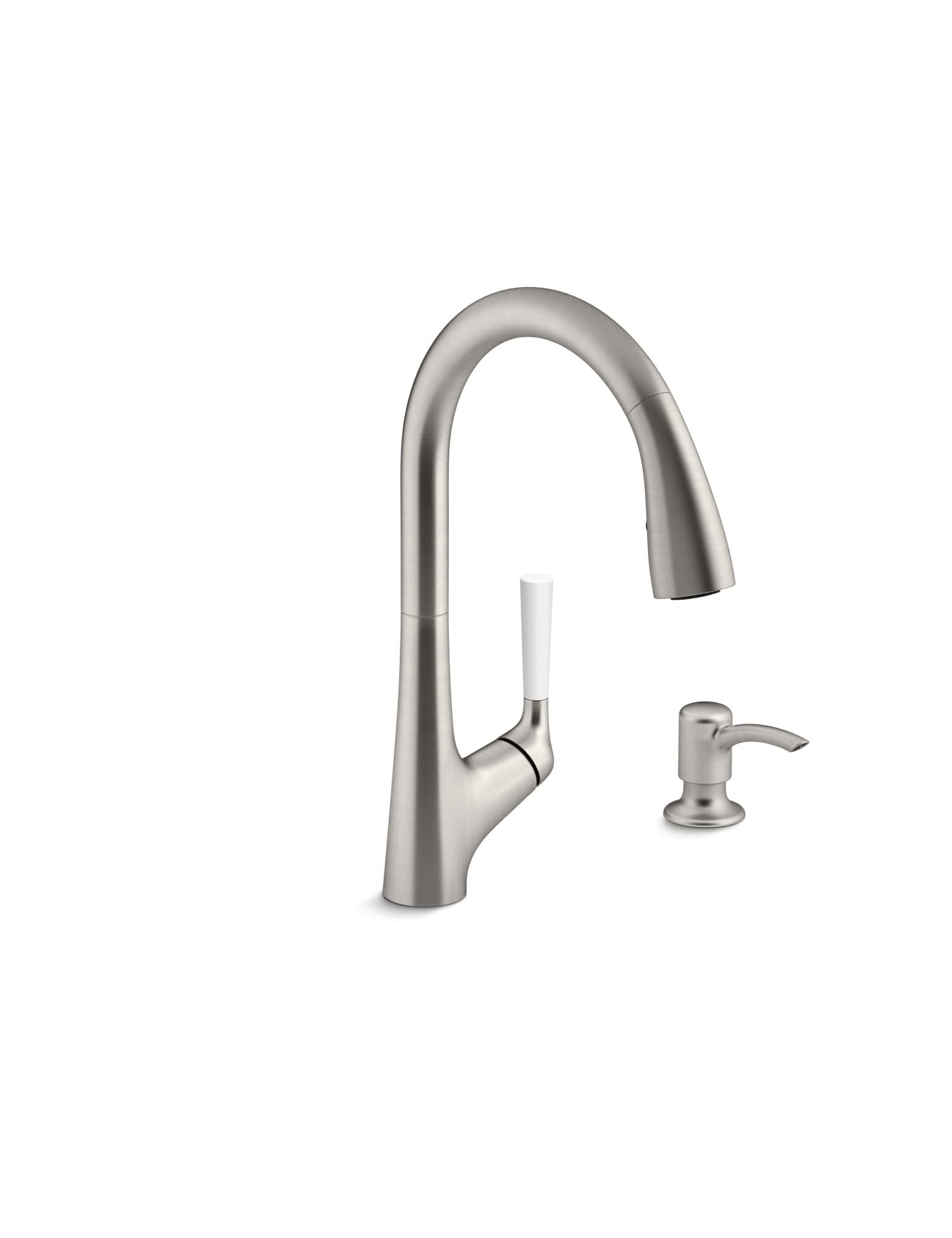 Kohler K-R562-SD-VS Malleco Pull-down Kitchen Sink Faucet with Soap/Lotion Dispenser, Vibrant Stainless