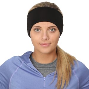 trailheads women’s ponytail headband | moisture wicking ear band | the power running headband - black one size