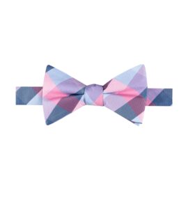 tommy hilfiger men's buffalo tartan pre-tied bow tie, pink, one size