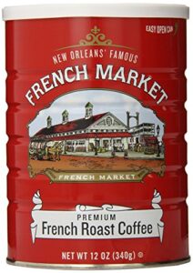 french market french roast medium-dark roast ground coffee, 12oz can (pack of 1)