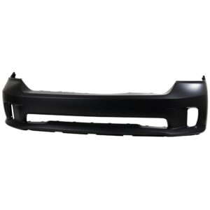 evan fischer front bumper cover compatible with 2013-2018 ram 1500, fits 2019-2023 1500 classic, primed for models with one piece bumper type, ram logo on grille, with fog light holes