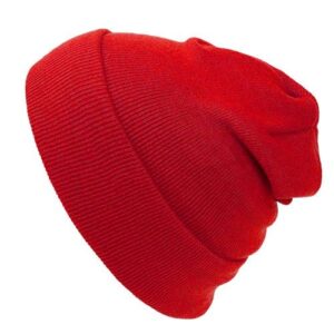 cap911 unisex plain 12 inch long beanie - many colors red