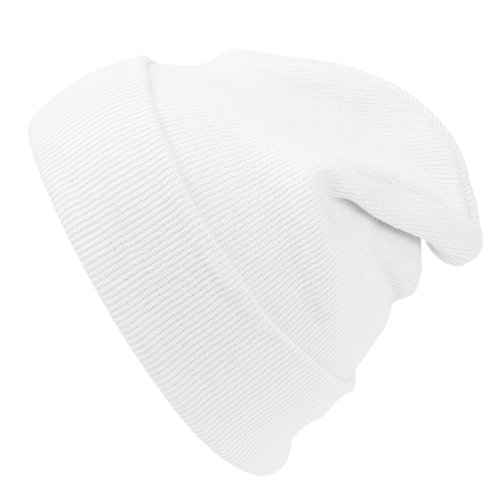 Cap911 Unisex Plain 12 inch Long Beanie - Many Colors White