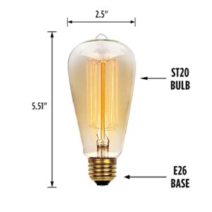 Westinghouse 0413200 60 Watt ST20 Amber Timeless Vintage Inspired Bulb with Medium Base