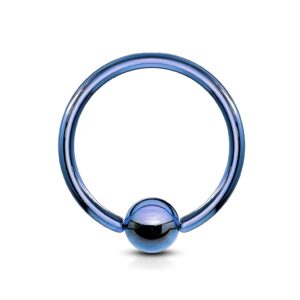 forbidden body jewelry 16g 3/8 inch surgical steel blue ip plated captive bead hoop ring