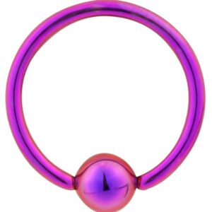 Forbidden Body Jewelry Purple IP Plated Captive Bead Hoop Ring Surgical Steel CBR 14G 1/2 Inch