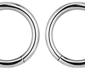 Pair of 2 Rings: 14g 7/16 Inch Surgical Steel Seamless Segment Hoop Rings