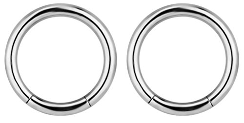 Pair of 2 Rings: 14g 7/16 Inch Surgical Steel Seamless Segment Hoop Rings