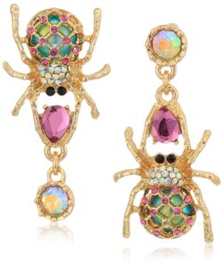 betsey johnson spider non-matching drop earrings