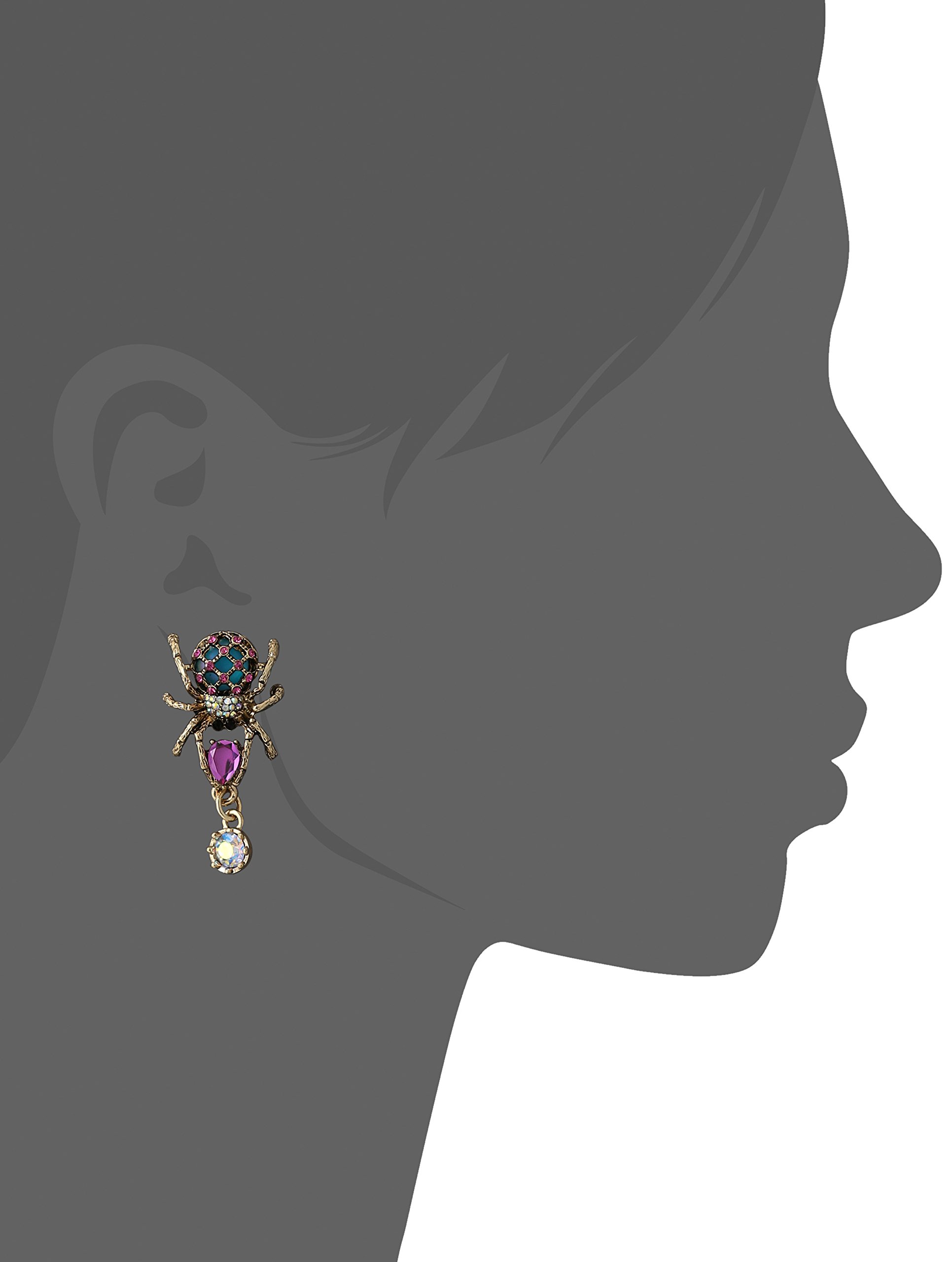 Betsey Johnson Spider Non-Matching Drop Earrings