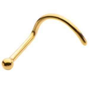 316L Surgical Steel Gold-Tone Micro Nose Screw Ring 1.5mm Ball 20G