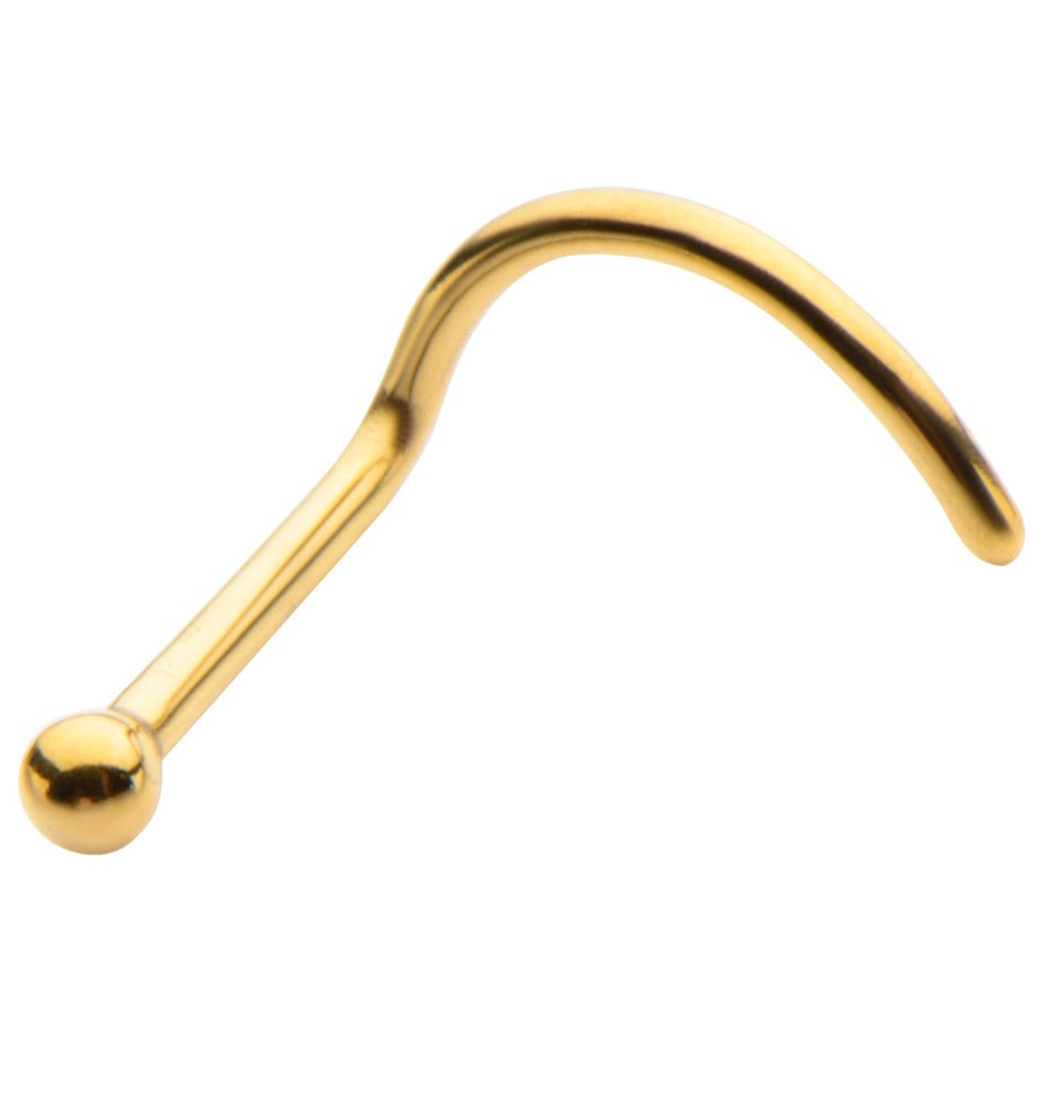 316L Surgical Steel Gold-Tone Micro Nose Screw Ring 1.5mm Ball 20G