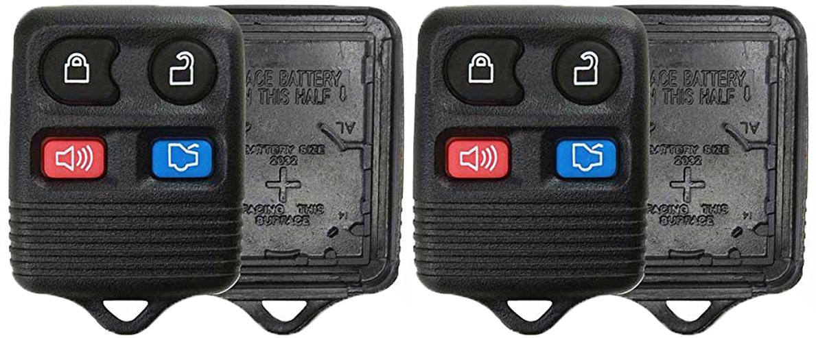 KeylessOption Just The Case Keyless Entry Remote Car Key Fob Shell Replacement - Black (Pack of 2)