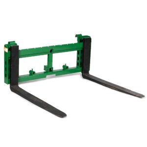 titan attachments pallet fork attachment, 42â€ fork blades, rated 3,000 lb, receiver hitch, fits john deere loaders