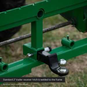 Titan Attachments Pallet Fork Attachment, 42â€ Fork Blades, Rated 3,000 LB, Receiver Hitch, Fits John Deere Loaders