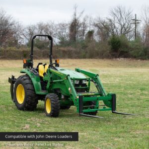 Titan Attachments Pallet Fork Attachment, 42â€ Fork Blades, Rated 3,000 LB, Receiver Hitch, Fits John Deere Loaders