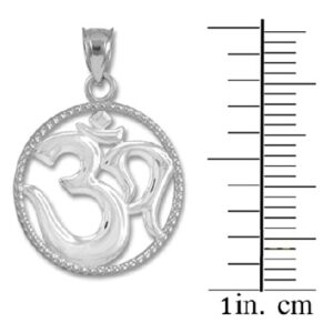 925 Sterling Silver Round Milgrain-Edged Yoga Medallion Om Charm Pendant