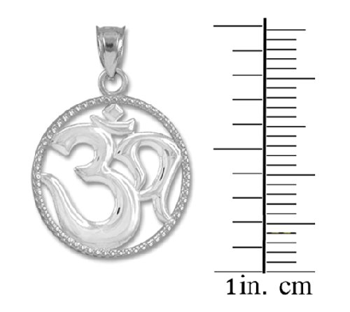 925 Sterling Silver Round Milgrain-Edged Yoga Medallion Om Charm Pendant