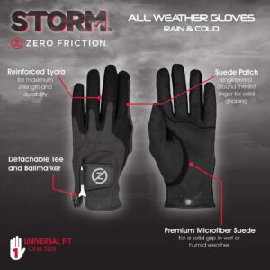 Zero Friction Men's Storm All Weather Golf Gloves, One Size, Black, Pair