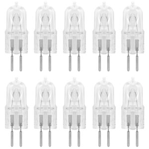 10 pack clear dimmable t4 q50/gy6.35/cl/120v gy6.35 jcd 50 watt 50w 120 volt halogen light bulb electric wax melter plug in warmer aroma tart under counter lighting kitchen bathroom mirror ceiling cl